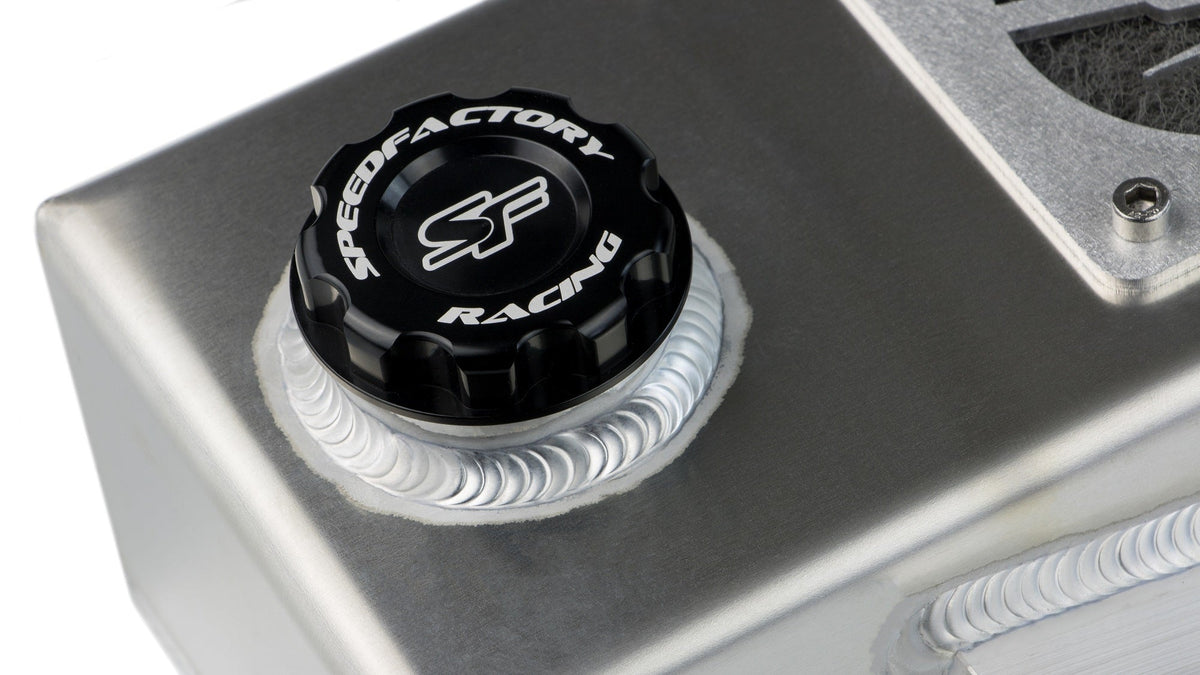 SpeedFactory Racing Angled Oil Catch Can with built in Coolant Overflo ...